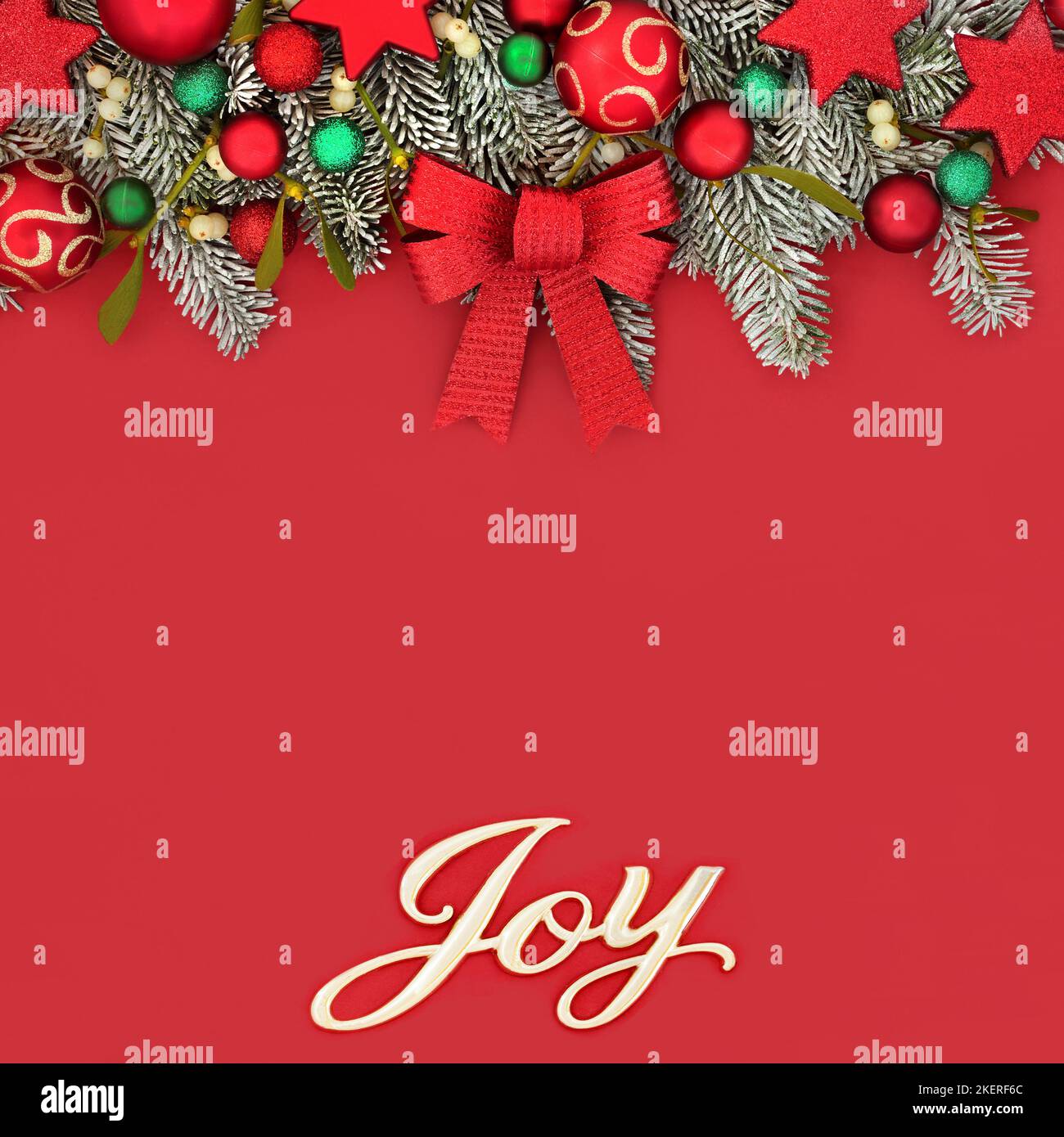 Xmas joy sign for a Happy Christmas concept with tree bauble ...