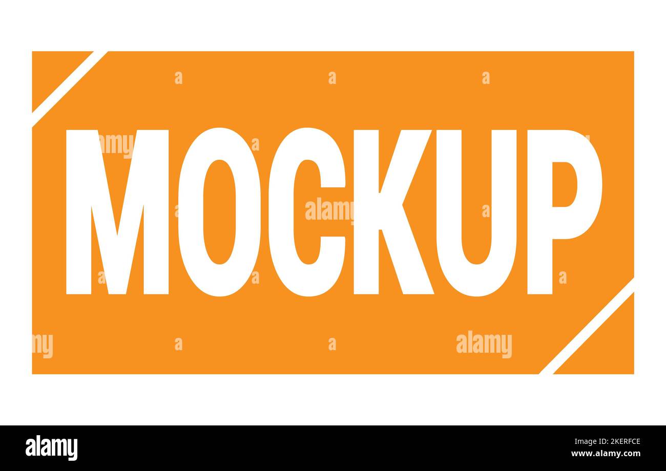 MOCKUP text written on orange rectangle stamp sign Stock Photo - Alamy