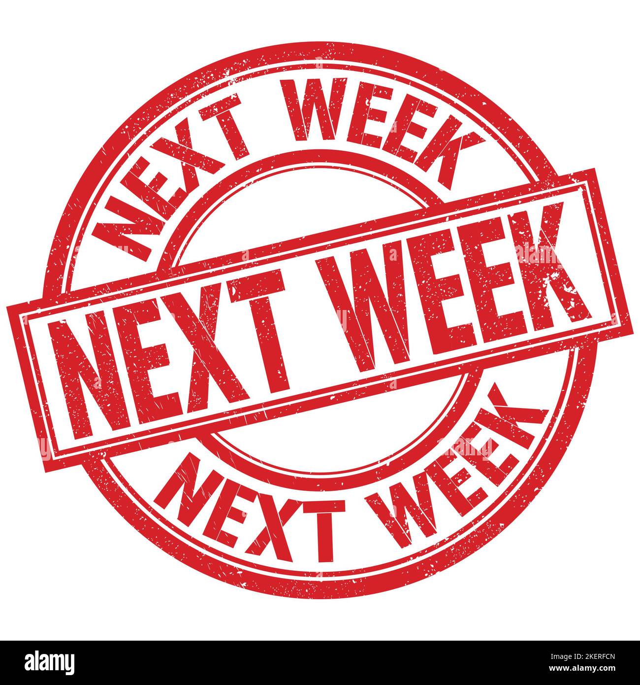 NEXT WEEK text written word on red round stamp sign Stock Photo - Alamy
