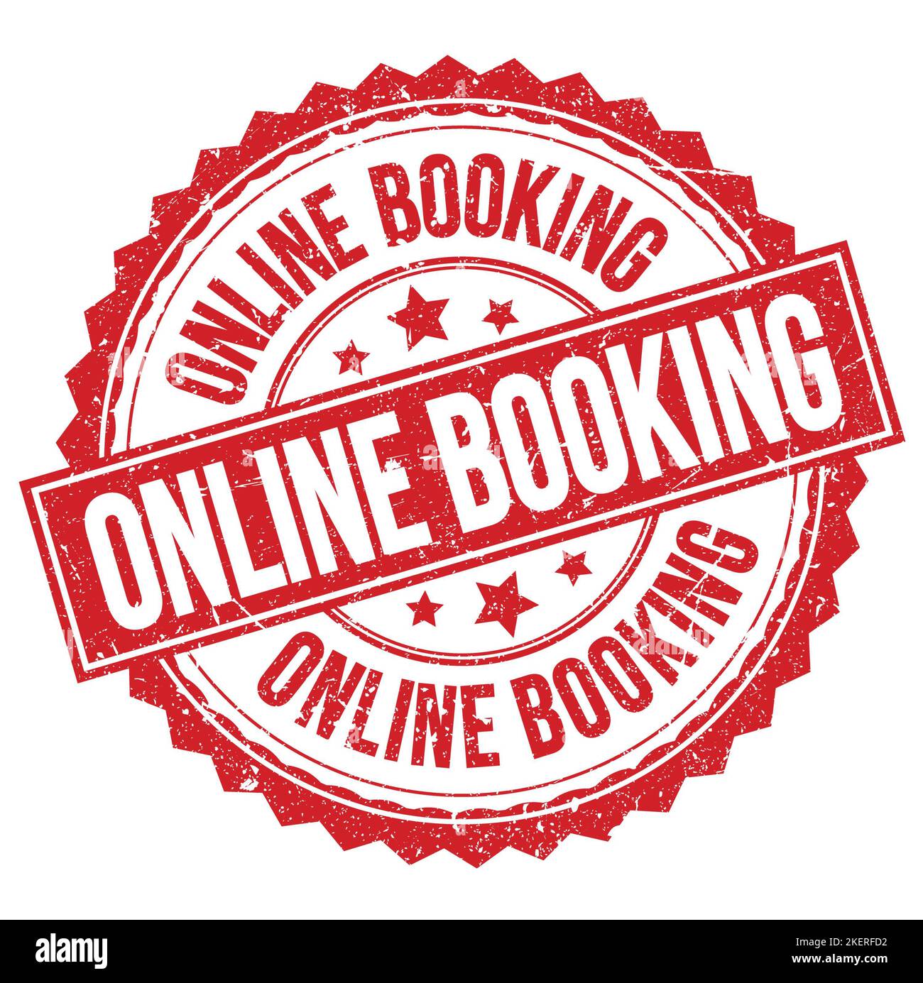 ONLINE BOOKING text written on red round stamp sign Stock Photo - Alamy