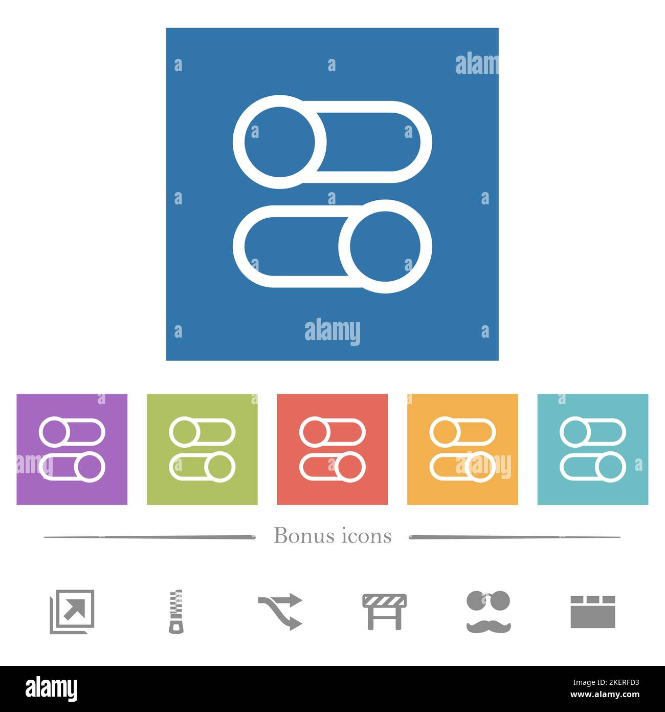 Horizontal Toggle Switches Outline Flat White Icons In Square Backgrounds 6 Bonus Icons