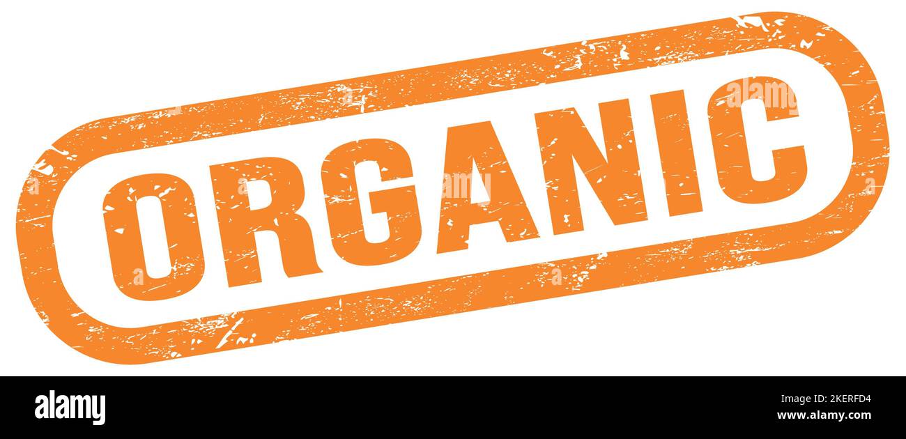 ORGANIC, text on orange rectangle stamp sign Stock Photo - Alamy