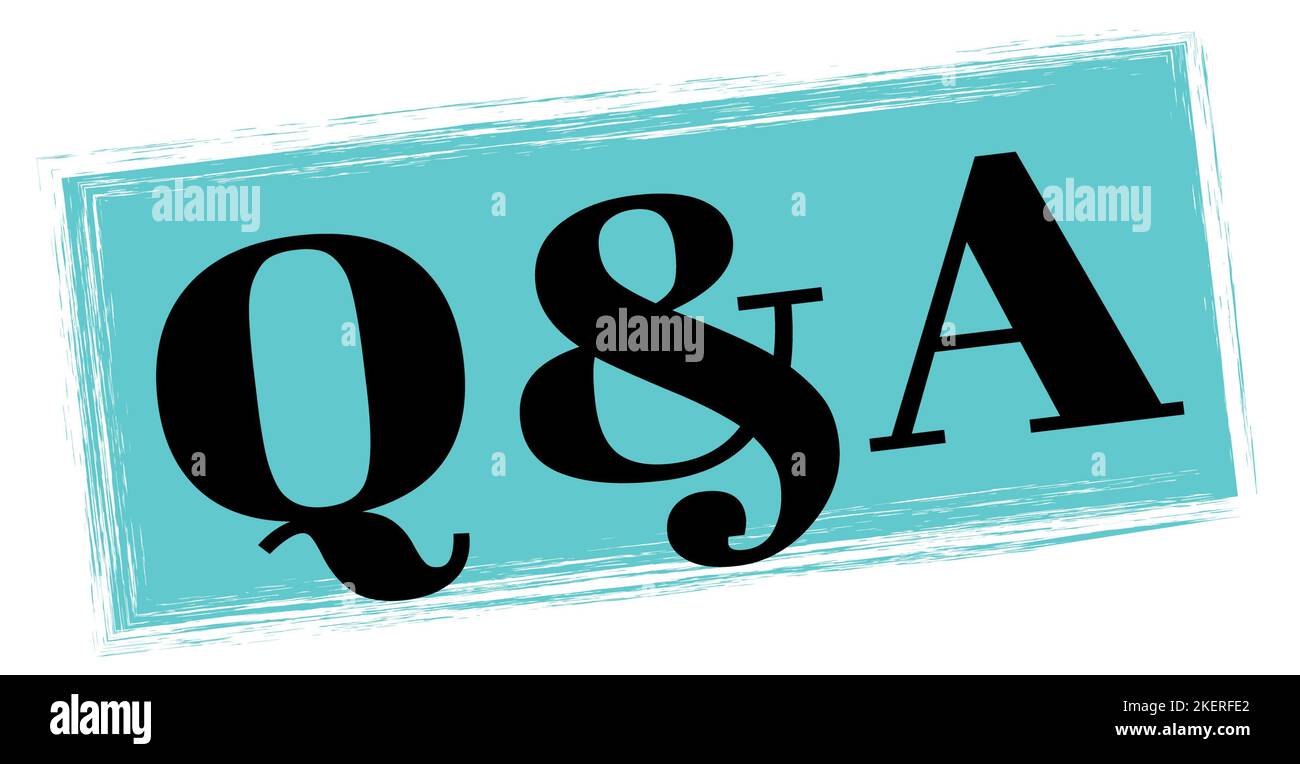 Q&A text written on blue-black rectangle stamp sign Stock Photo - Alamy