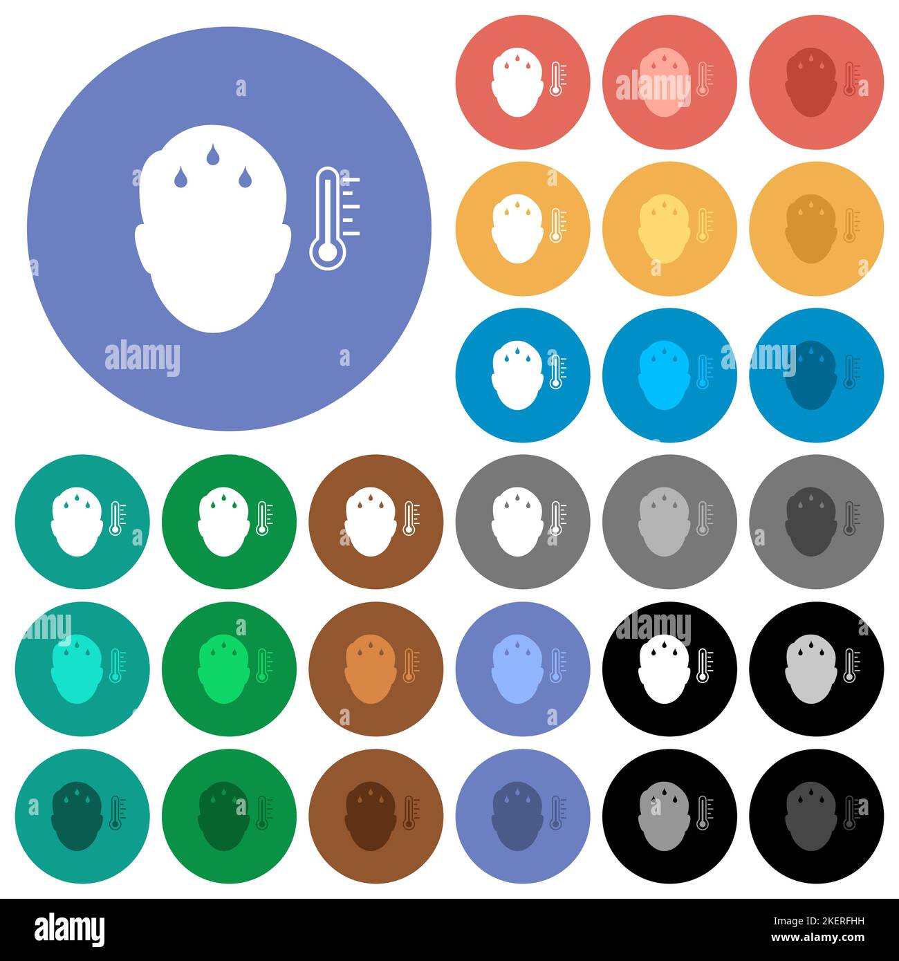 Feverish Man Solid Multi Colored Flat Icons On Round Backgrounds