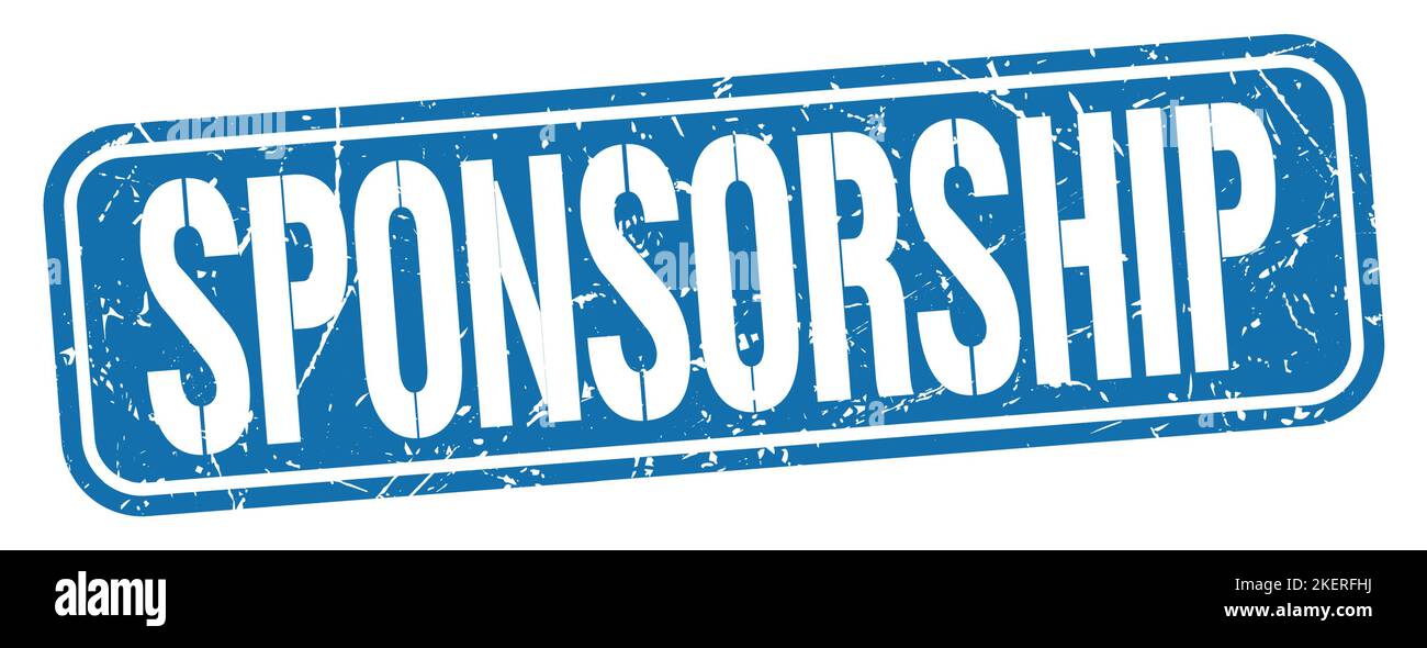 SPONSORSHIP text written on blue grungy stamp sign Stock Photo - Alamy