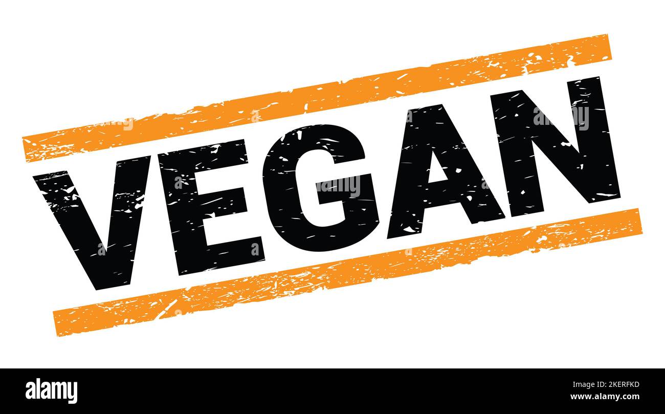 VEGAN text written on orange rectangle stamp sign Stock Photo - Alamy