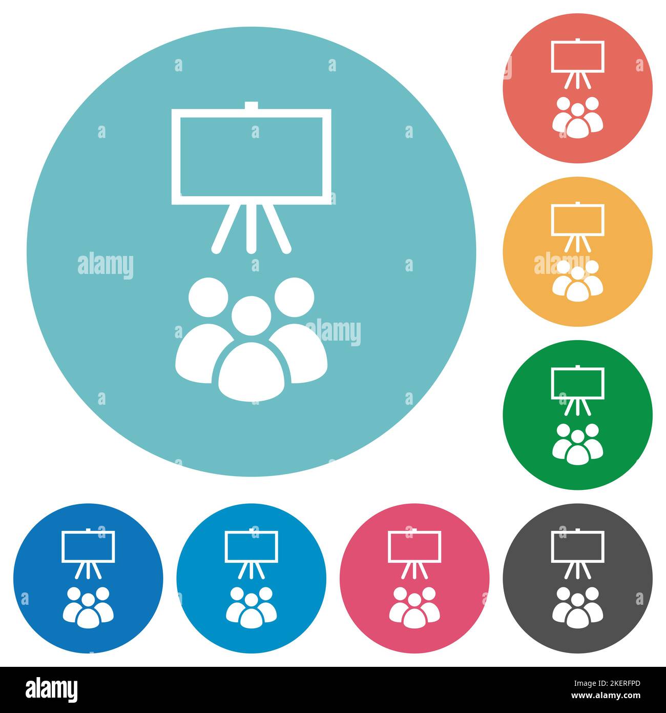 Classroom flat white icons on round color backgrounds Stock Vector ...