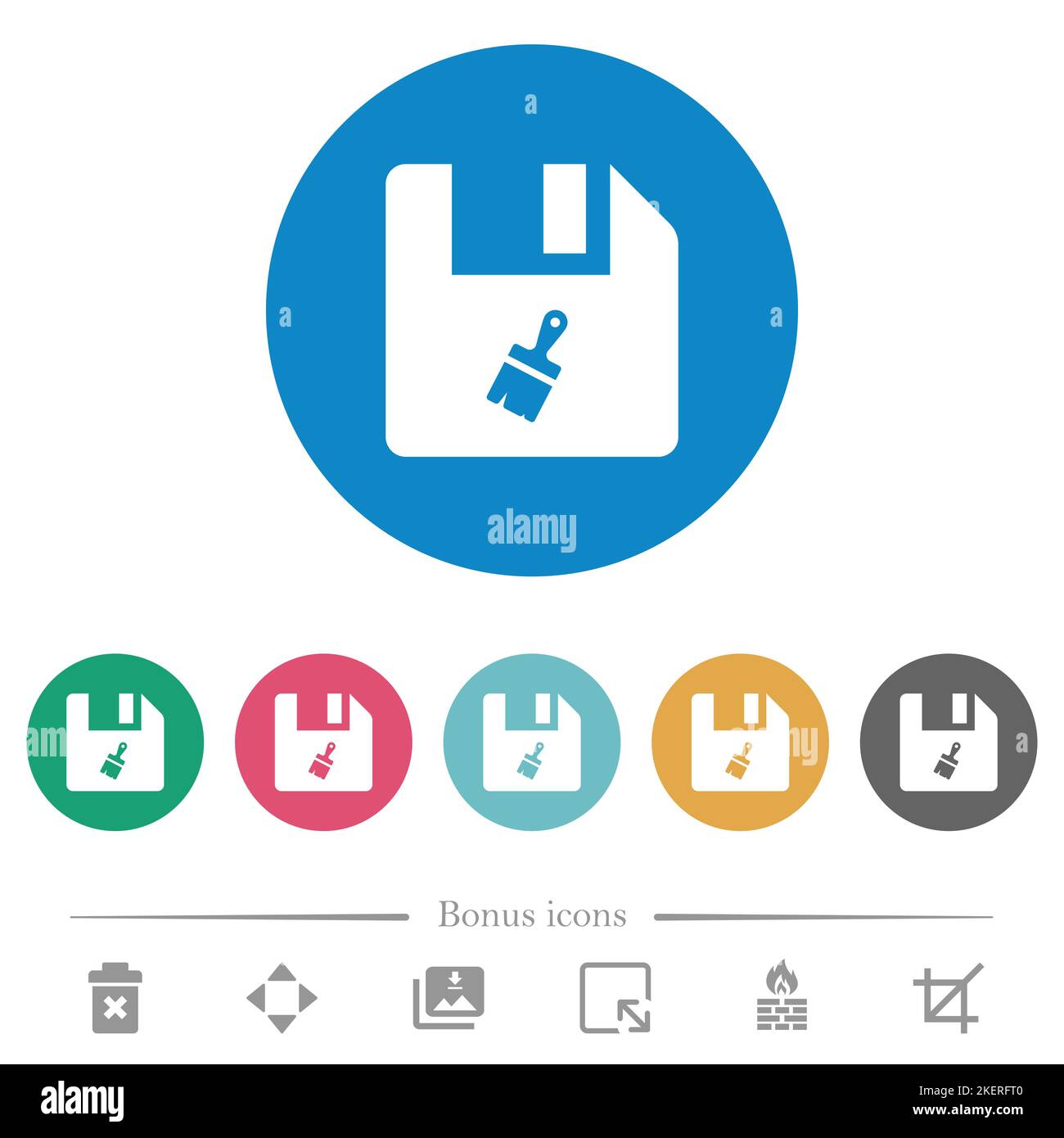 Paste file flat white icons on round color backgrounds. 6 bonus icons ...