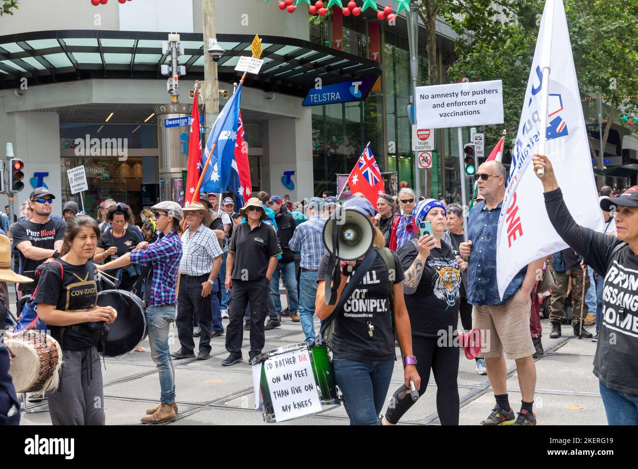 Melbourne city centre Australia 13th November 2022 protestors march ...