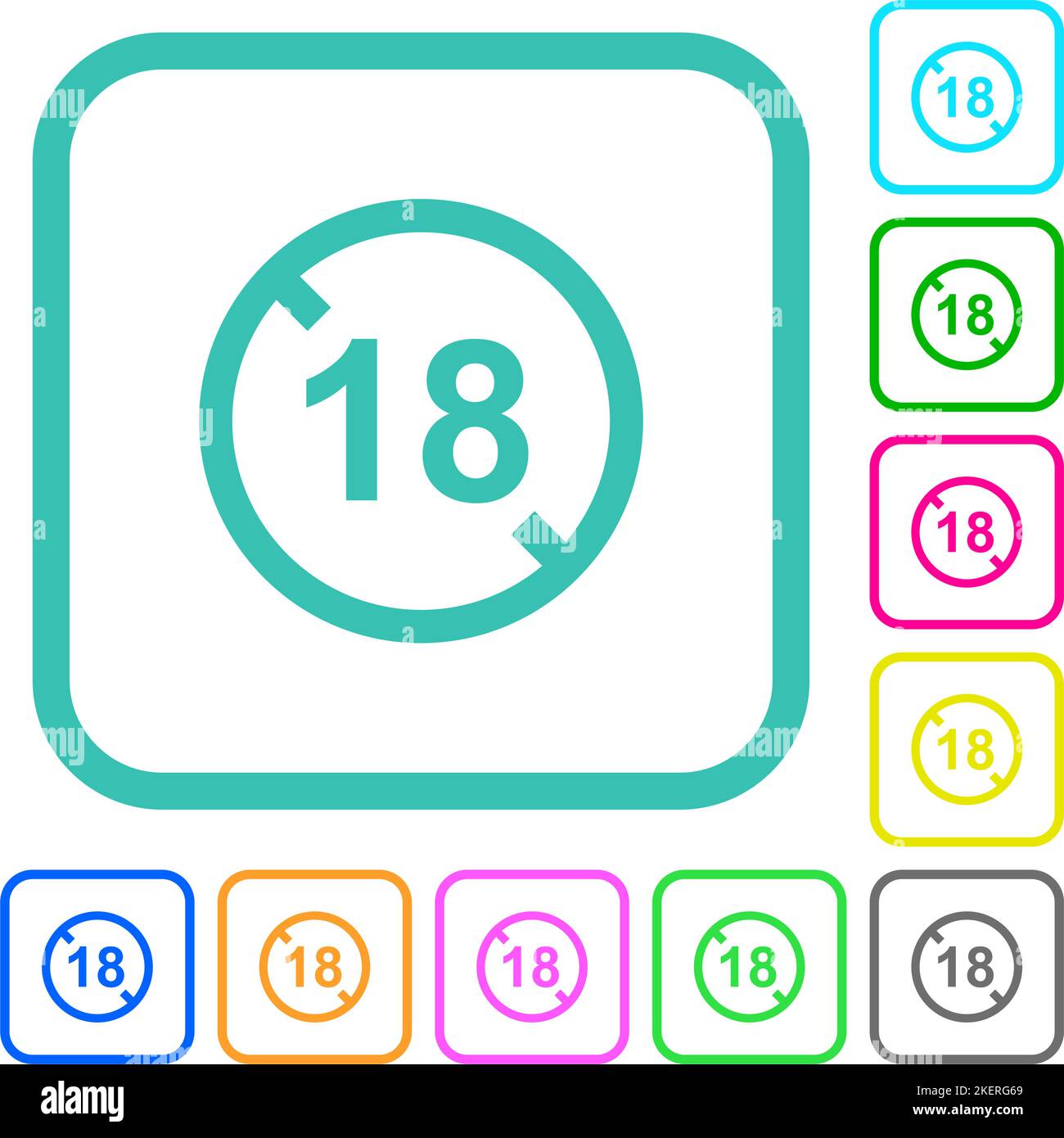 Not allowed under 18 vivid colored flat icons in curved borders on ...