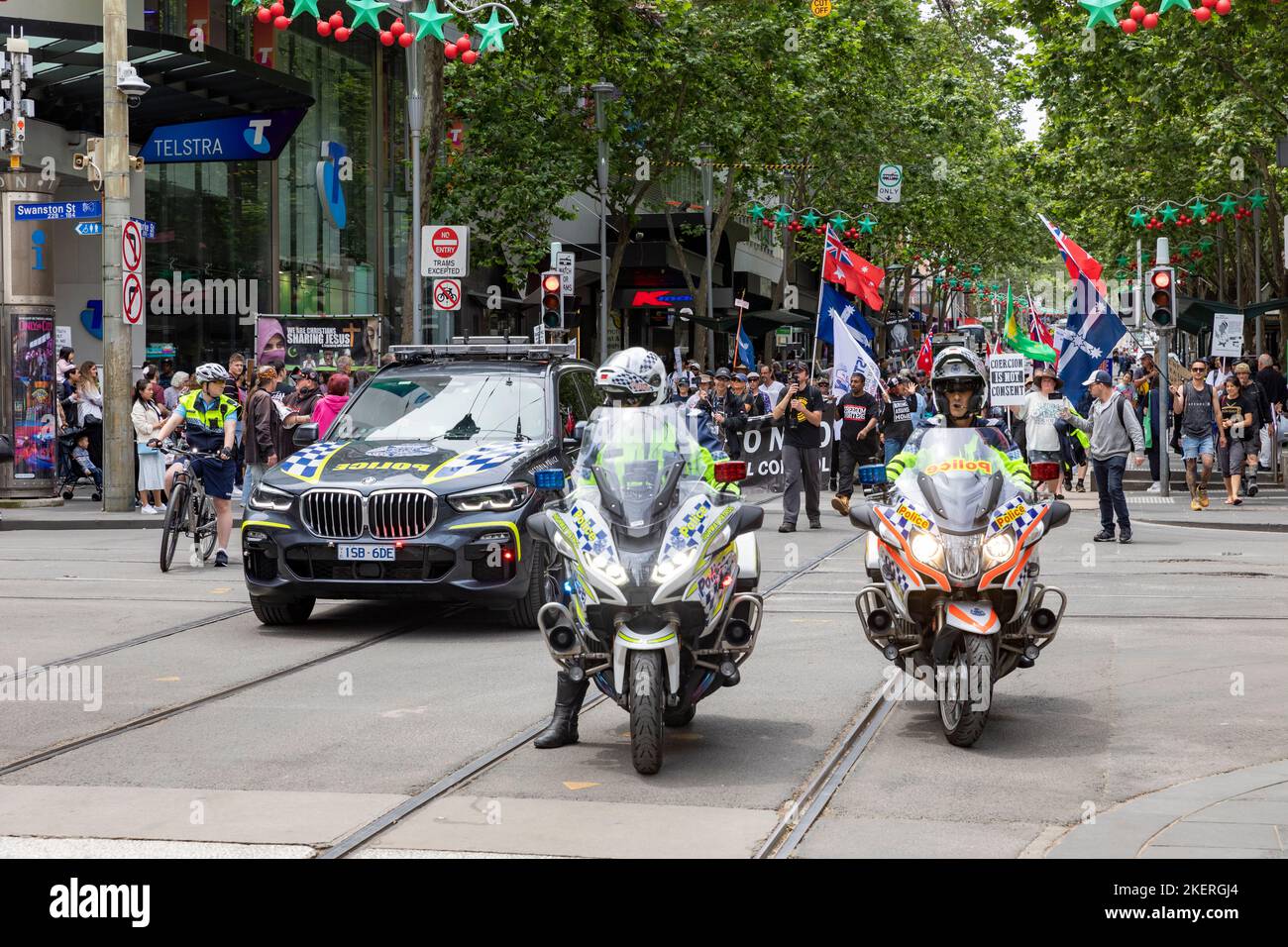 Melbourne city centre Australia 13th November 2022 protestors march ...