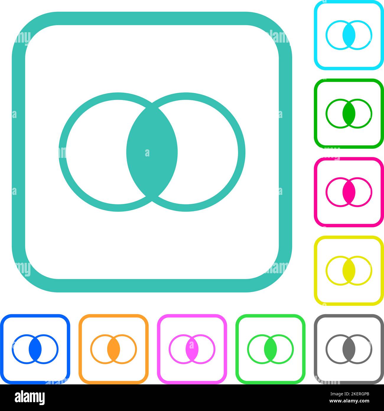 Overlapping elements vivid colored flat icons in curved borders on ...