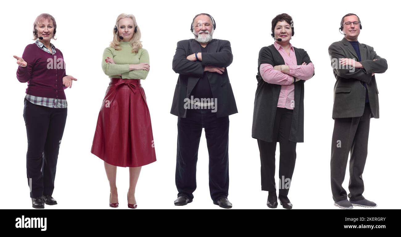 group of business people with microphone isolated Stock Photo - Alamy