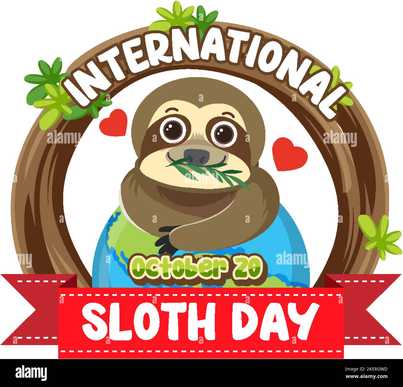 International sloth day banner concept vector illustration Stock Vector ...