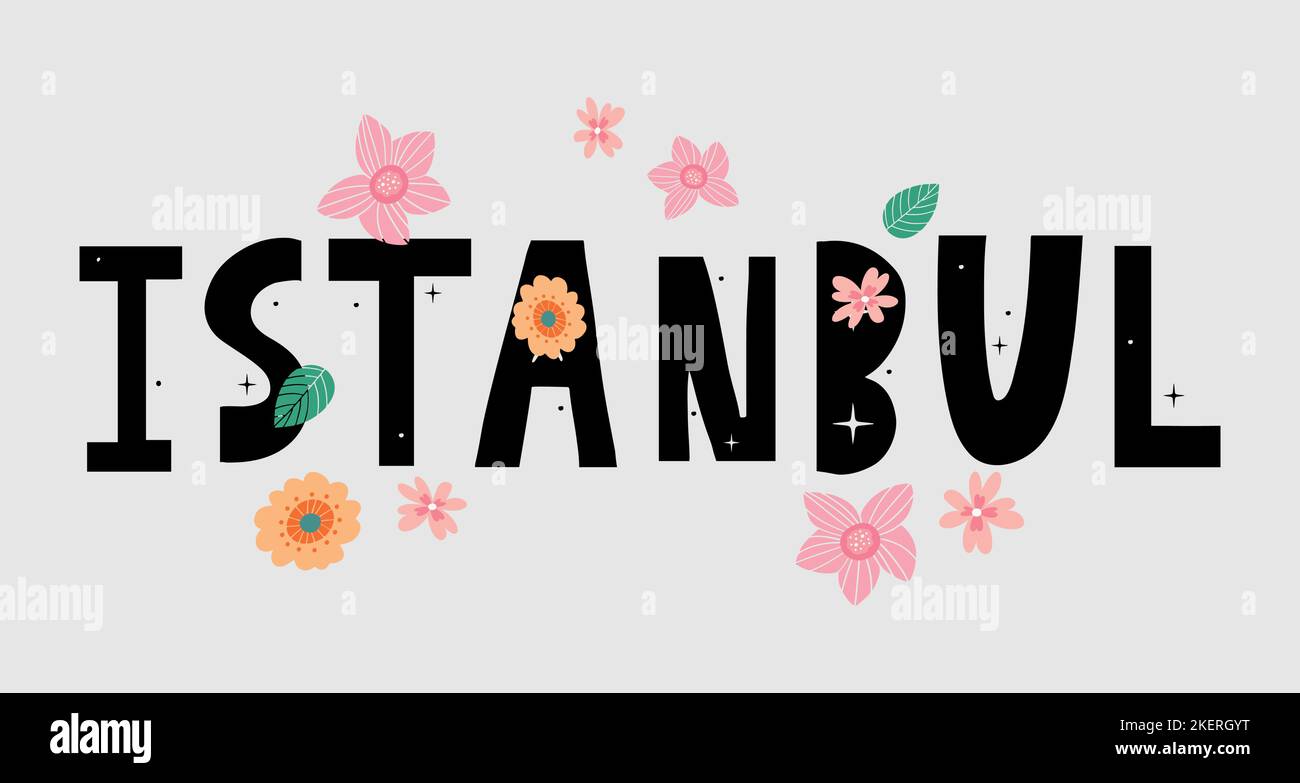 Istanbul. Hand lettering. Vector logo of Istanbul in black color with ...