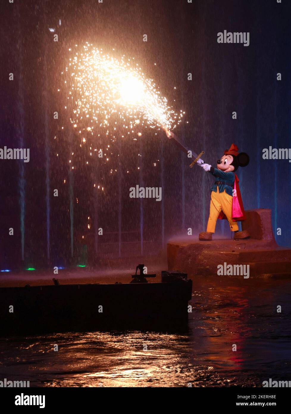 Mickey Mouse fires his sword during the first night of "Fantasmic ...