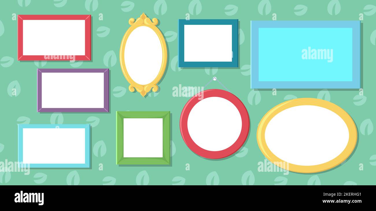 Frame for photo on wall background vector illustration. Empty blank ...