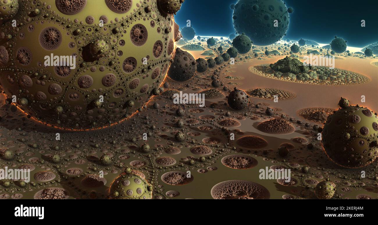 the surface of an alien planet under an alien sun 3d rendering Stock ...