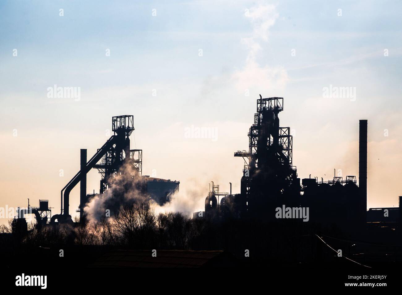 Blast furnaces 4 and 5 at the Tata Steelworks in Port Talbot, South ...