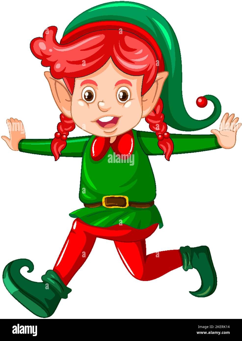 Cute kid wearing elf costume cartoon illustration Stock Vector Image ...