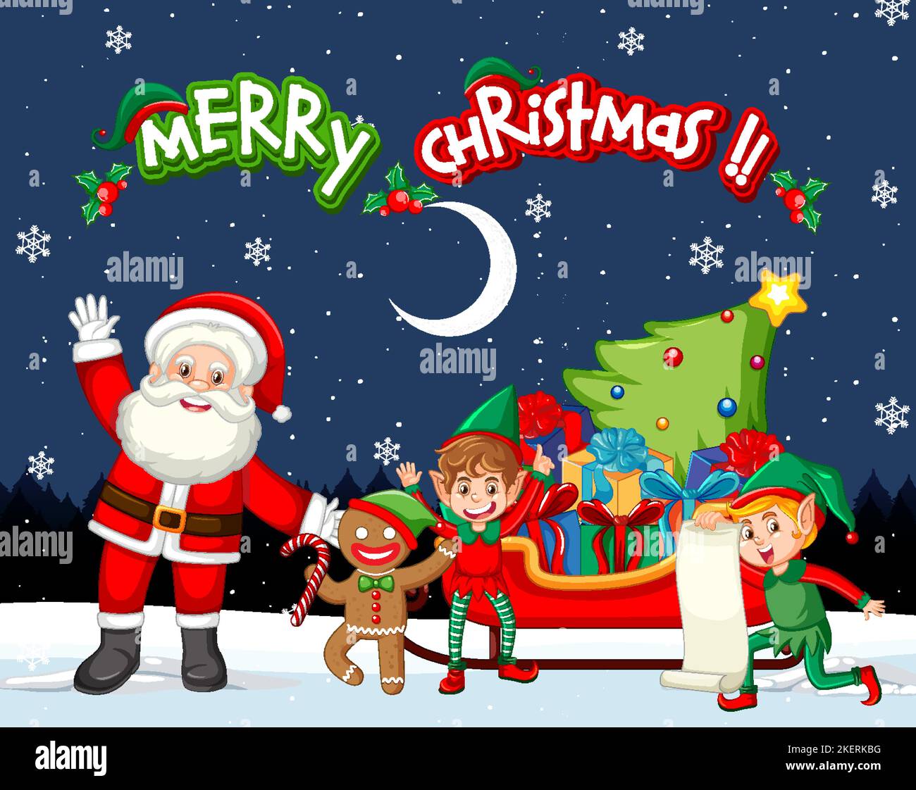 Christmas night poster design illustration Stock Vector Image & Art - Alamy