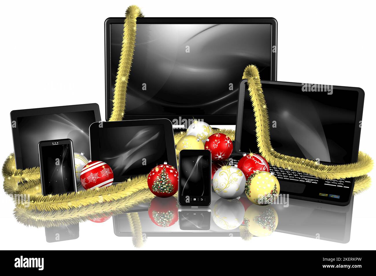 3D illustration. Christmas. Electronics products with Christmas ...