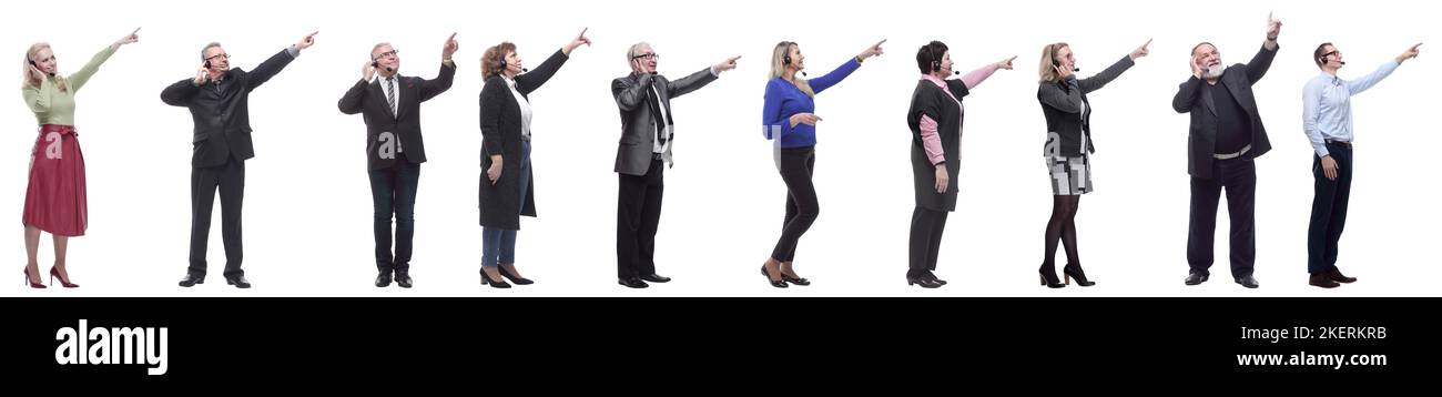 group of business people with microphone isolated Stock Photo - Alamy