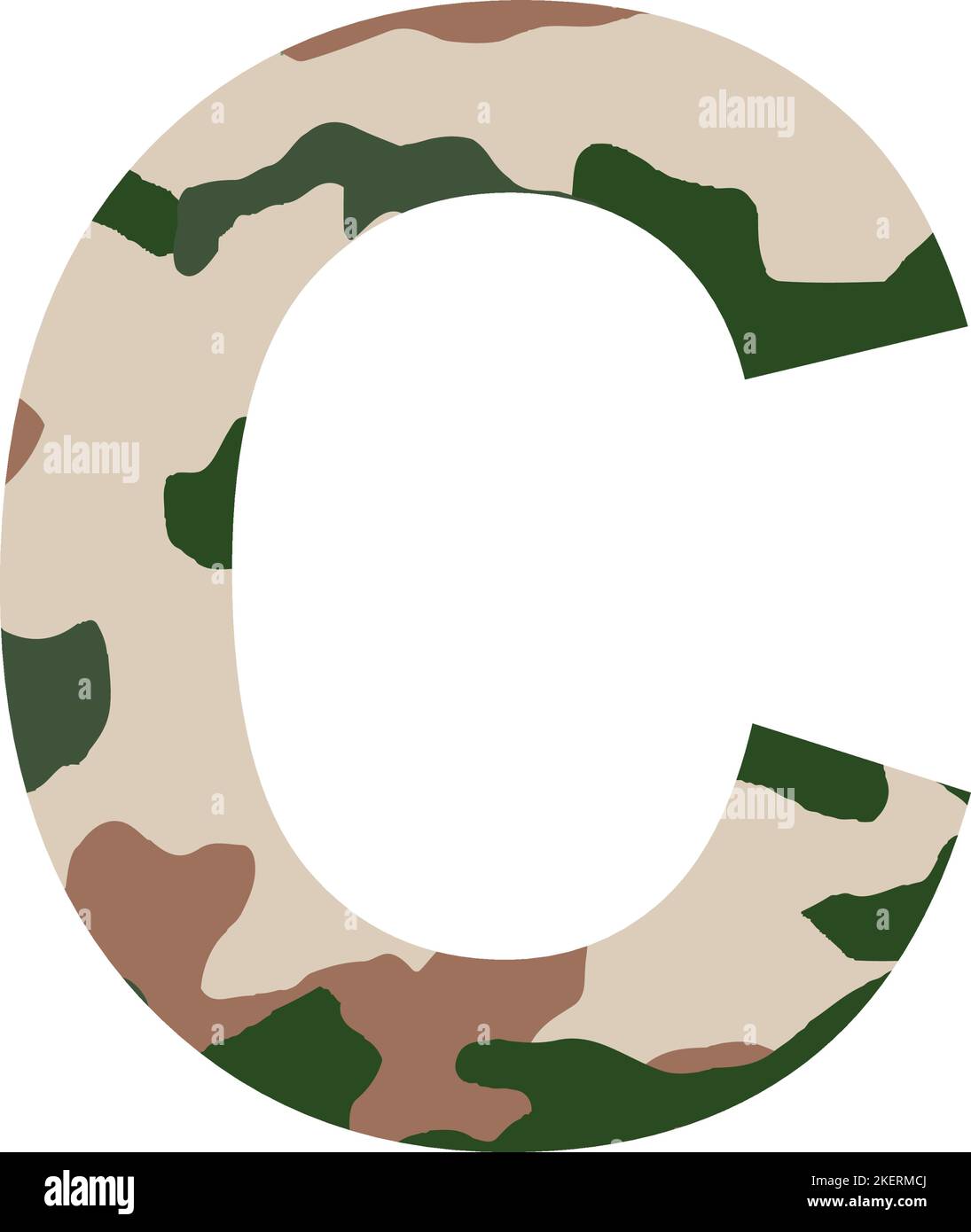 English alphabet letter C, khaki style isolated on white background ...