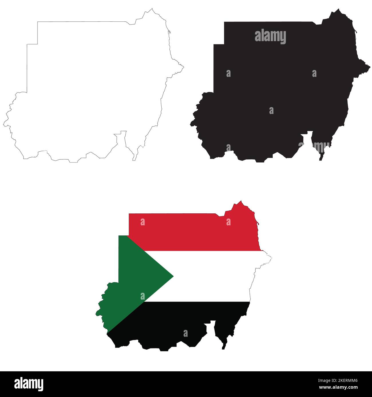Map Sudan on white background. Sudan Map Outline. Sudan vector map with ...