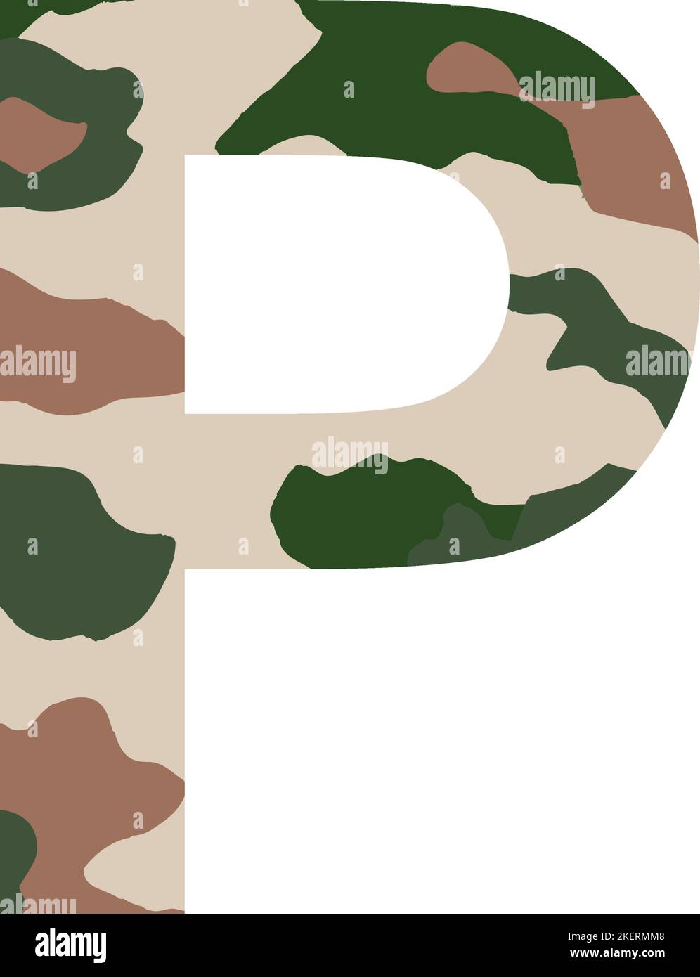 English alphabet letter P, khaki style isolated on white background ...
