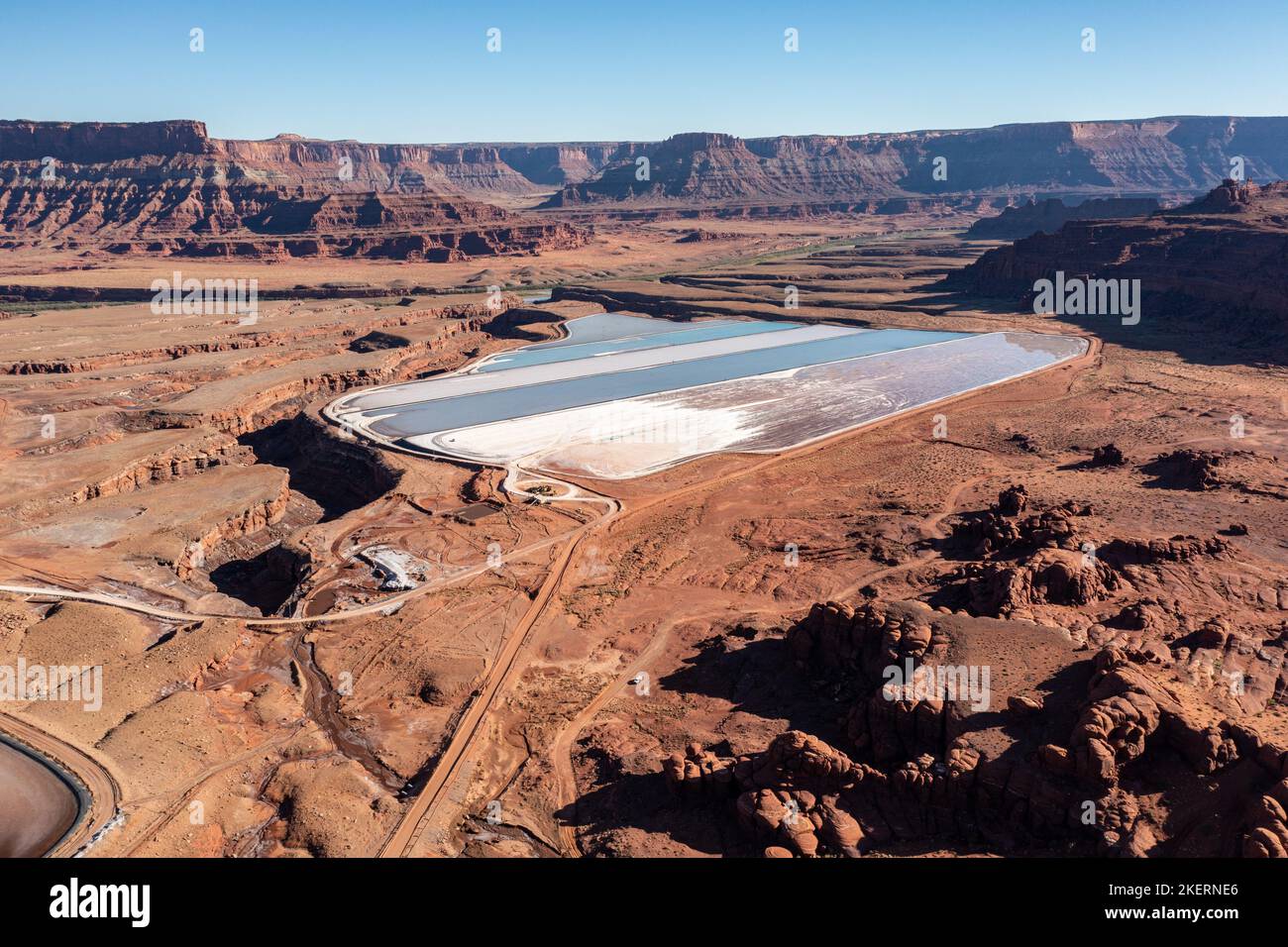 Evaporation Ponds At A Potash Mine Using A Solution Mining Method For Extracting Potash Near