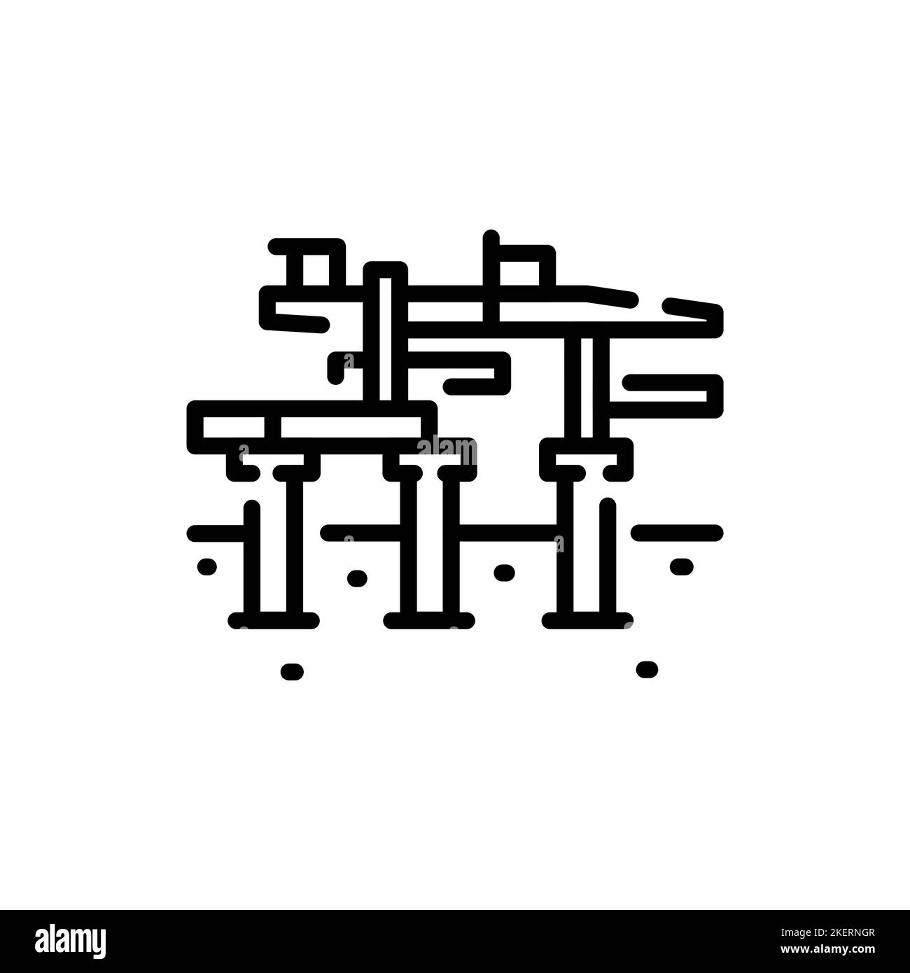 Bridge building olor line icon. Road construction. Pictogram for web ...