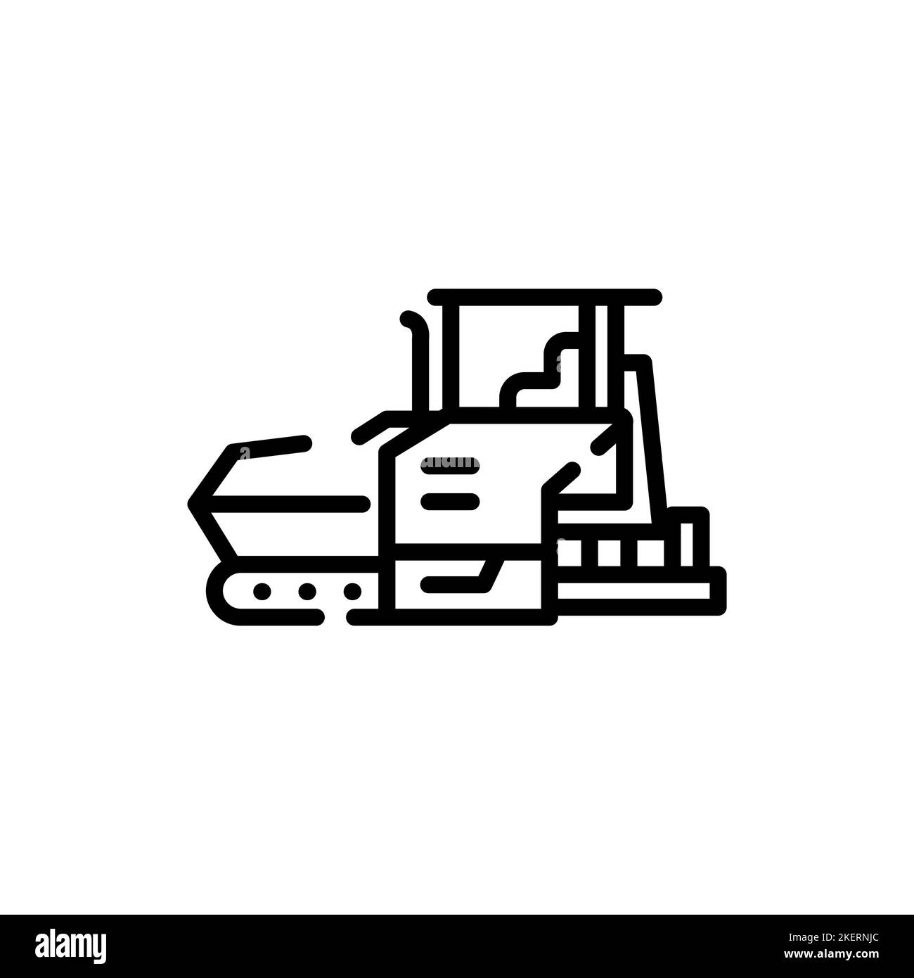 Asphalt paver car olor line icon. Road construction. Pictogram for web ...