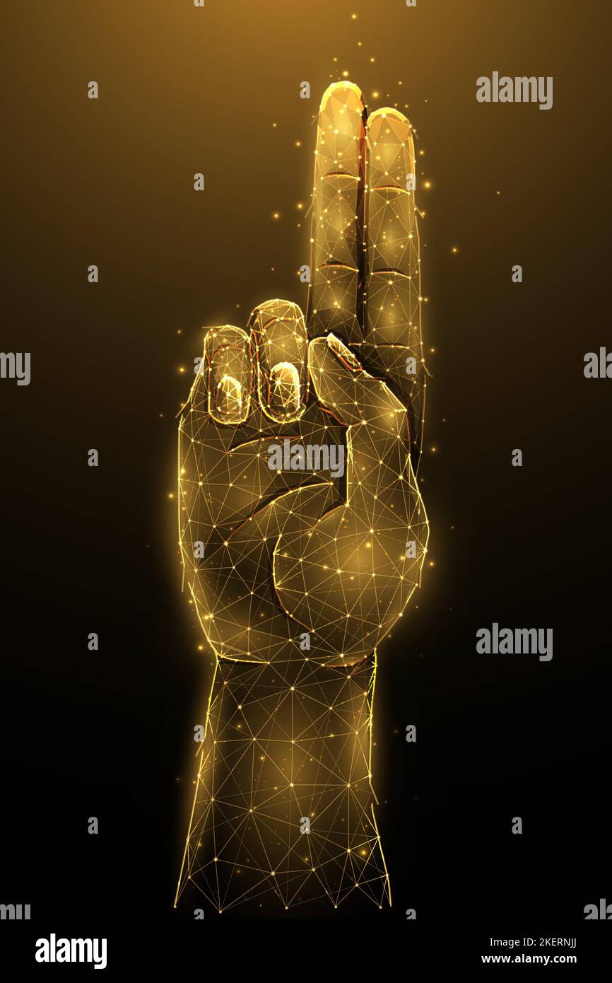 Christian hand gestures polygonal vector illustration on a dark ...