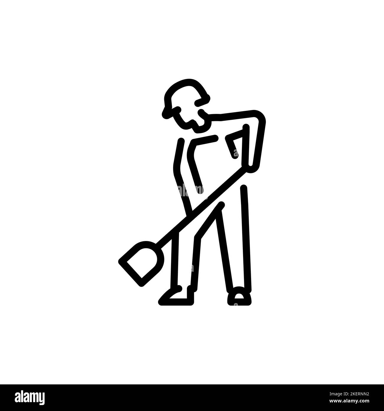 Shovel worker olor line icon. Road construction. Pictogram for web page ...
