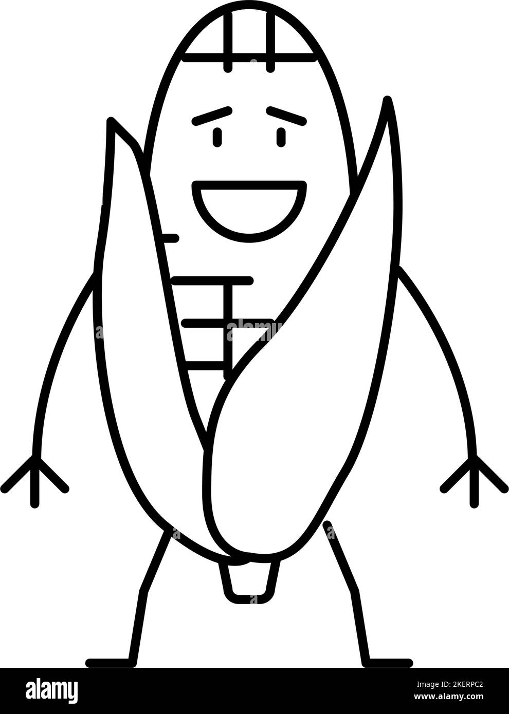corn character line icon vector illustration Stock Vector Image & Art ...