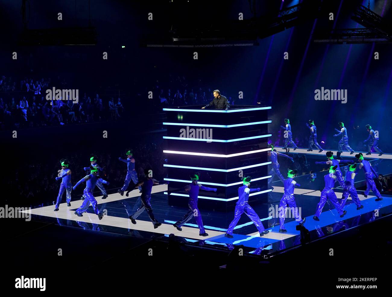 David Guetta performs on stage at the MTV Europe Music Awards 2022 held ...