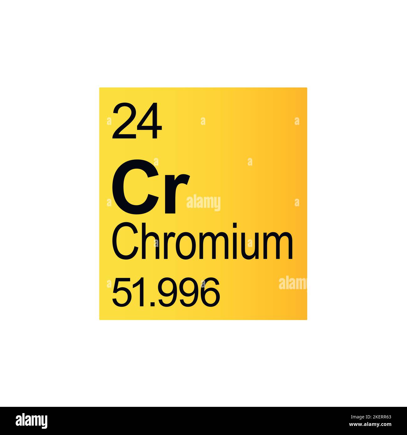 Chromium chemical element of Mendeleev Periodic Table on yellow ...