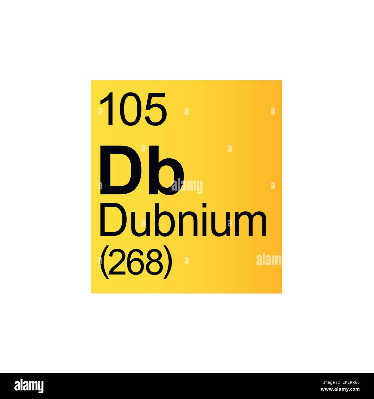 Dubnium chemical element of Mendeleev Periodic Table on yellow ...