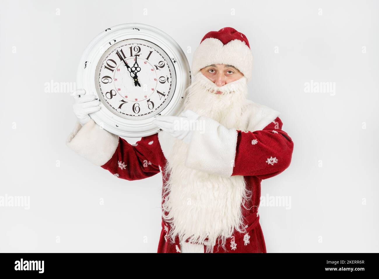 Holidays and Christmas concepts. Santa Claus shows the time remaining ...
