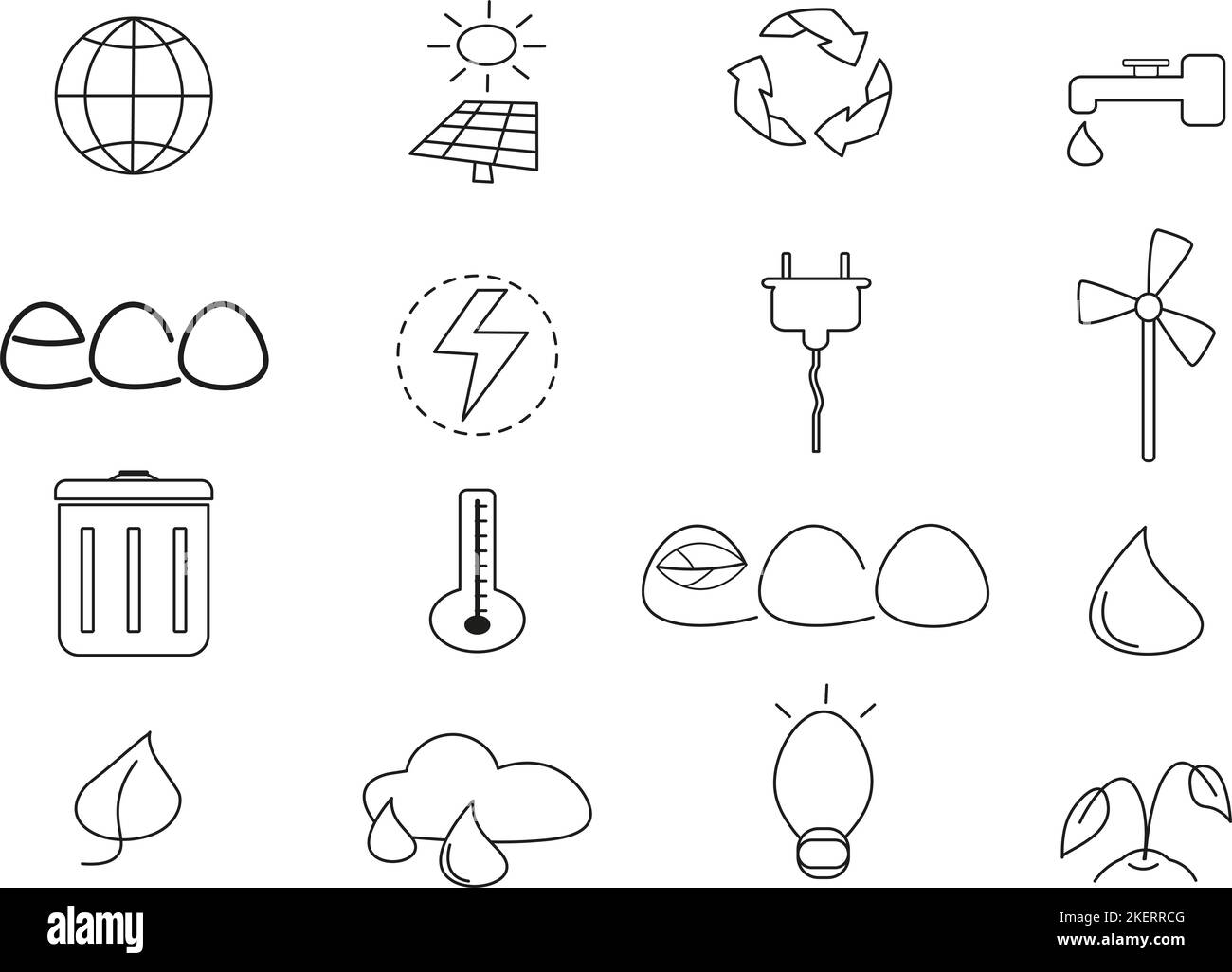 minimalist set of icons ecology environment global warming Stock Photo ...