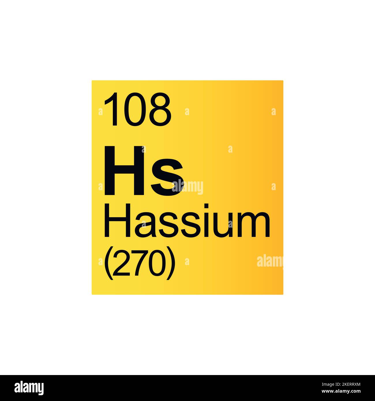 Hassium chemical element of Mendeleev Periodic Table on yellow ...
