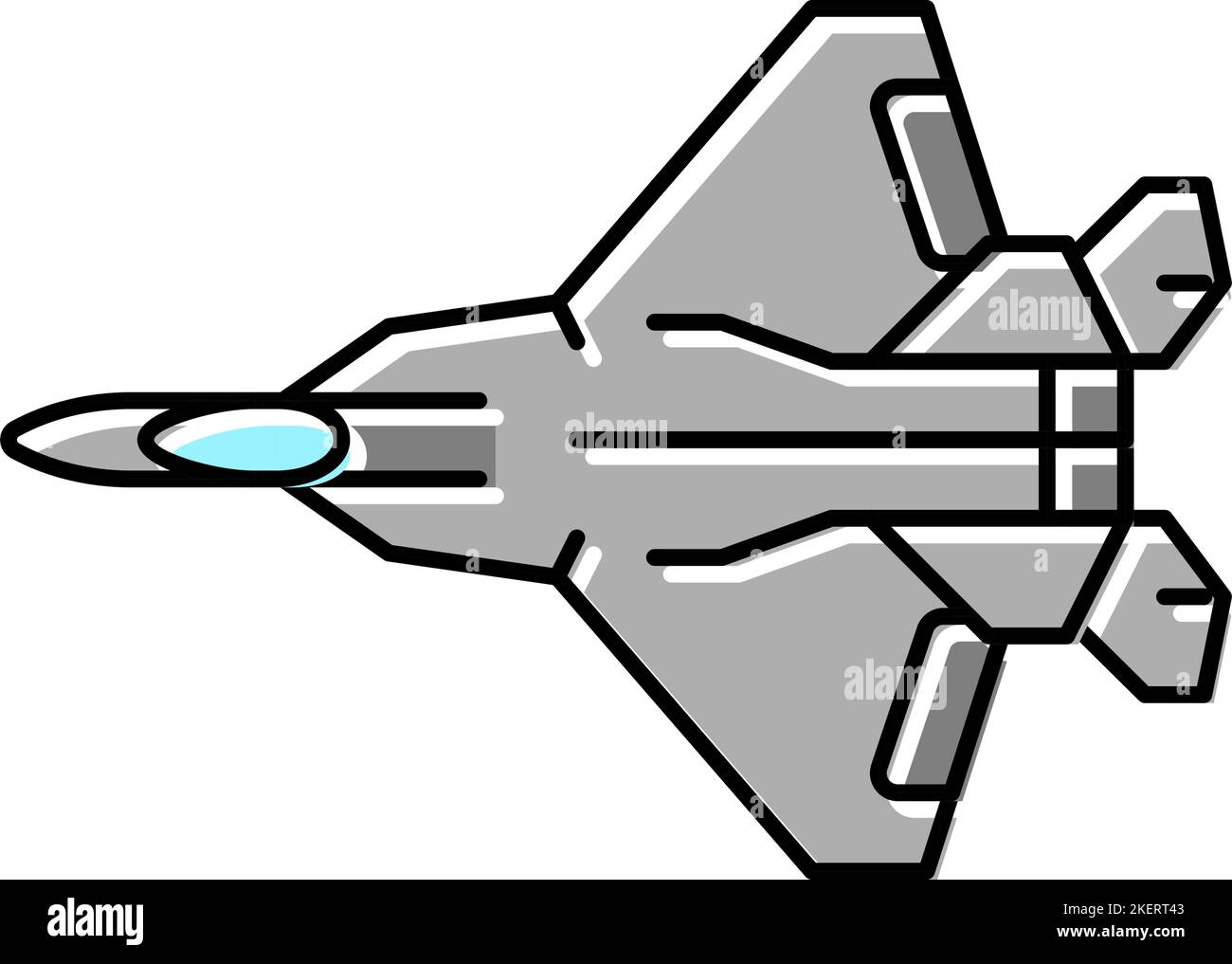 fighter jet airplane aircraft color icon vector illustration Stock ...