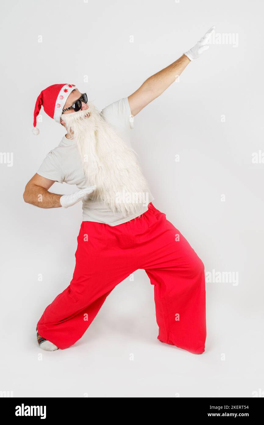 New Year and Christmas concept. Santa Claus makes gestures with his ...