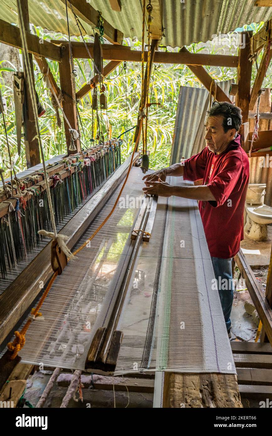 Wooden foot treadle loom hi-res stock photography and images - Alamy