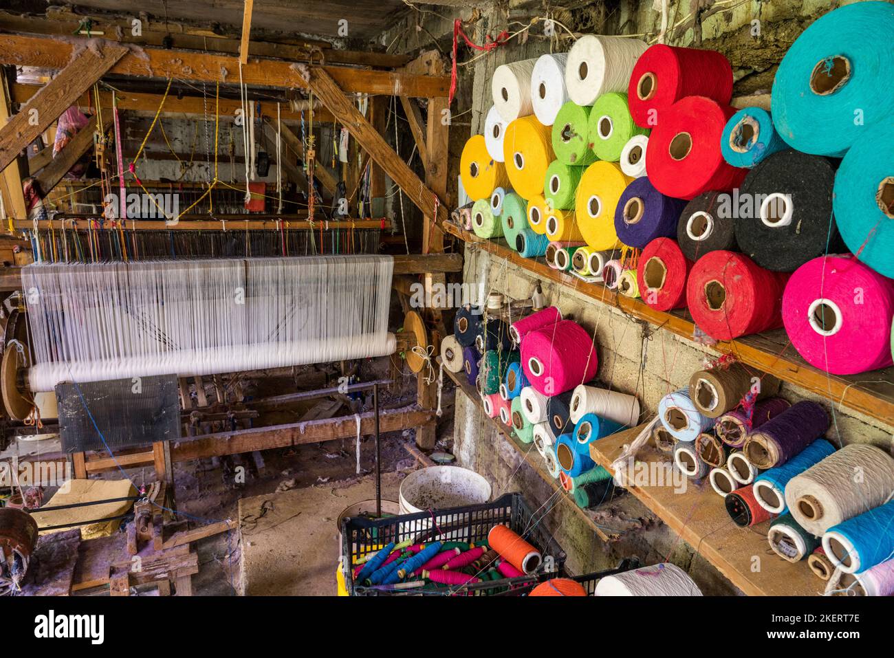 Wooden foot treadle loom hi-res stock photography and images - Alamy