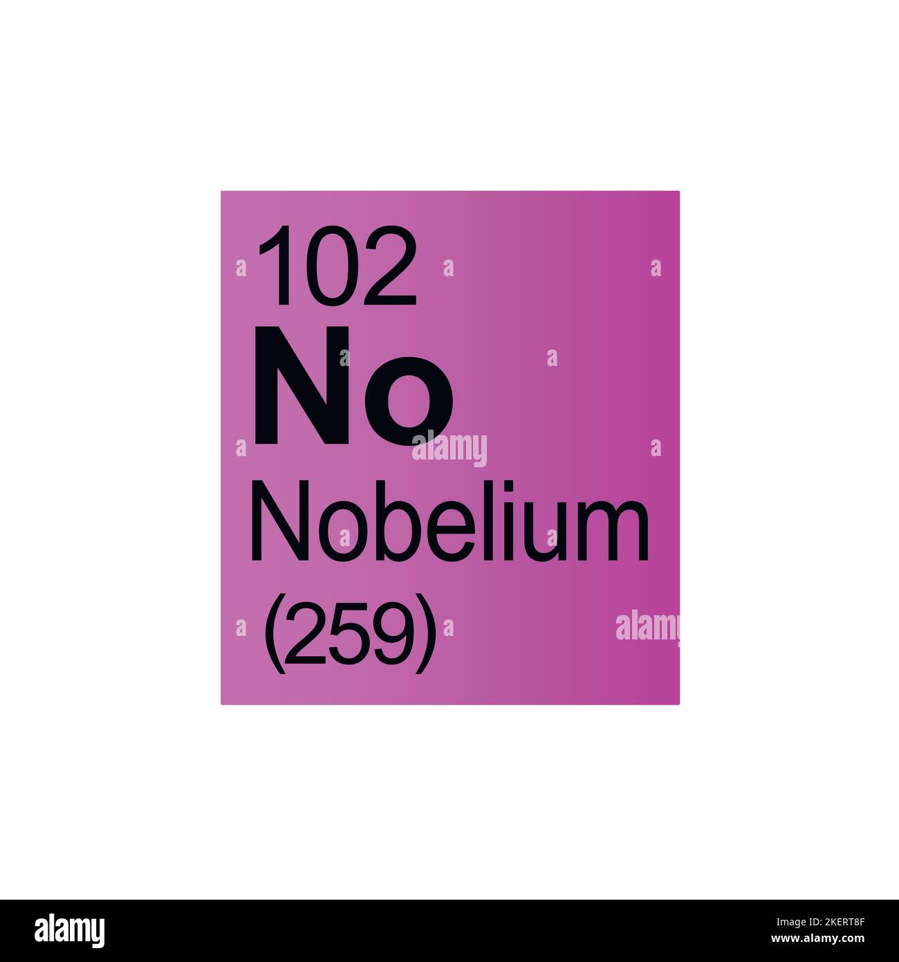Nobelium chemical element of Mendeleev Periodic Table on pink ...