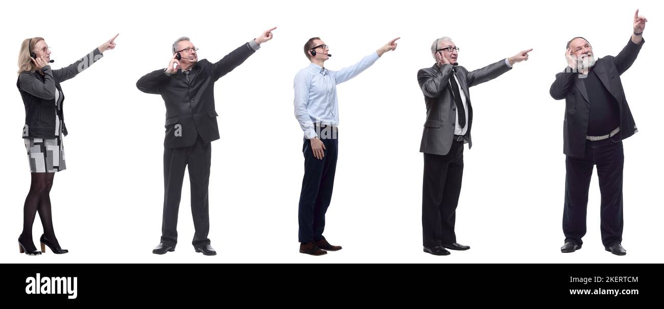 group of business people with microphone isolated Stock Photo - Alamy