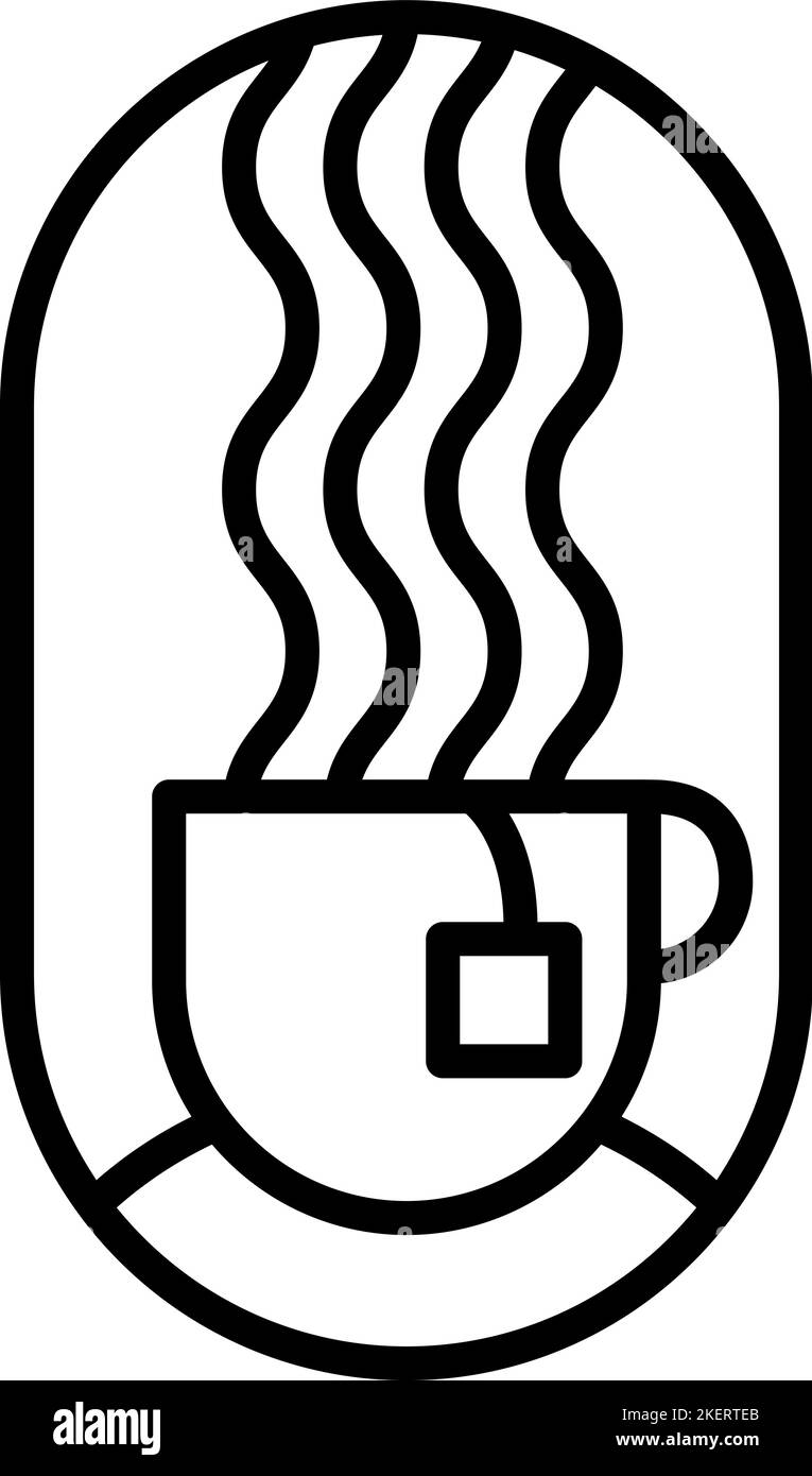 Tea cup with tea bag line icon, outline vector sign, linear style ...