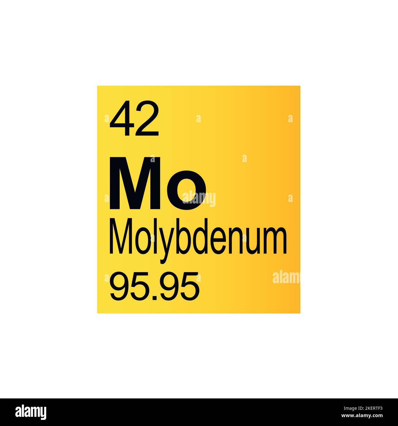 Molybdenum chemical element of Mendeleev Periodic Table on yellow ...